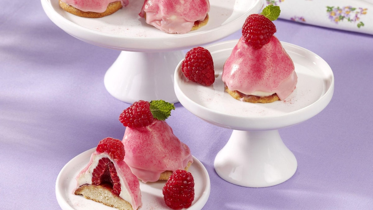 Delicias de frambuesa con cobertura de chocolate blanco