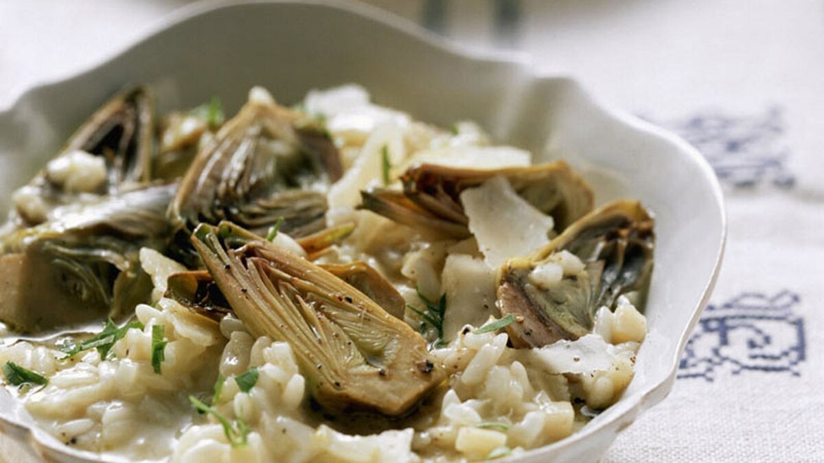 Risotto de manchego y alcachofas