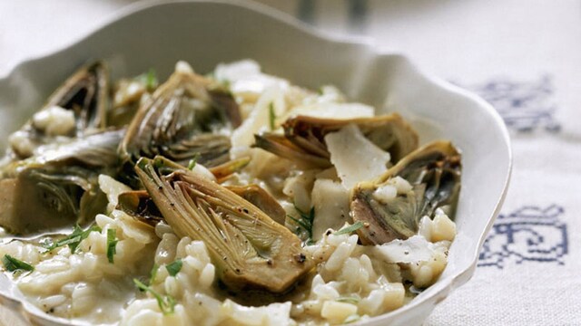 Risotto de manchego y alcachofas