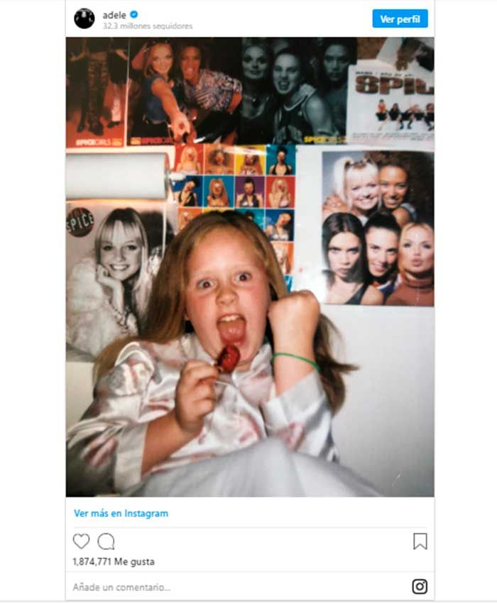 Adele celebra la vuelta de las Spice Girls con una foto de su infancia