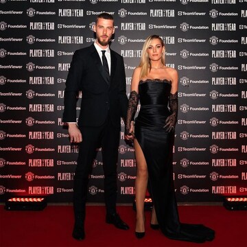 La felicidad de Edurne con su hija y David de Gea
