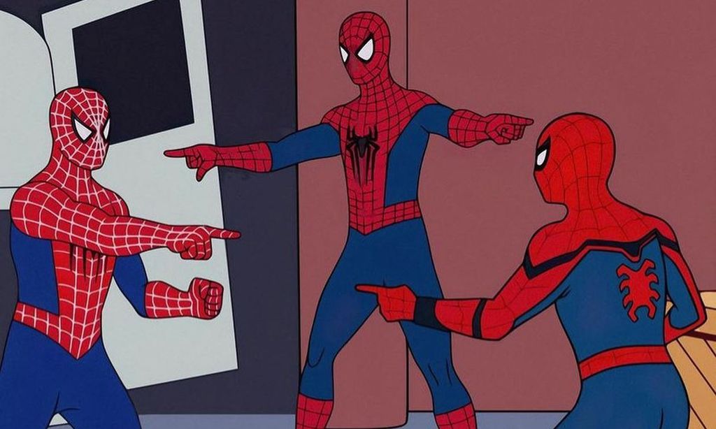 Tom Holland, Tobey Maguire y Andrew Garfield recrean el icónico meme de ...