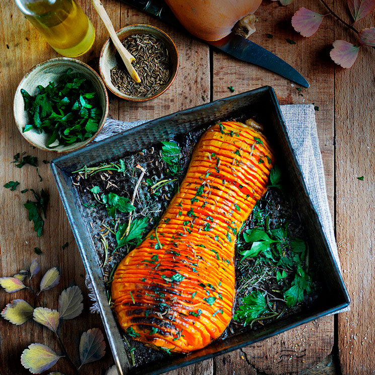 Calabaza con hierbas ‘al estilo Hasselback’