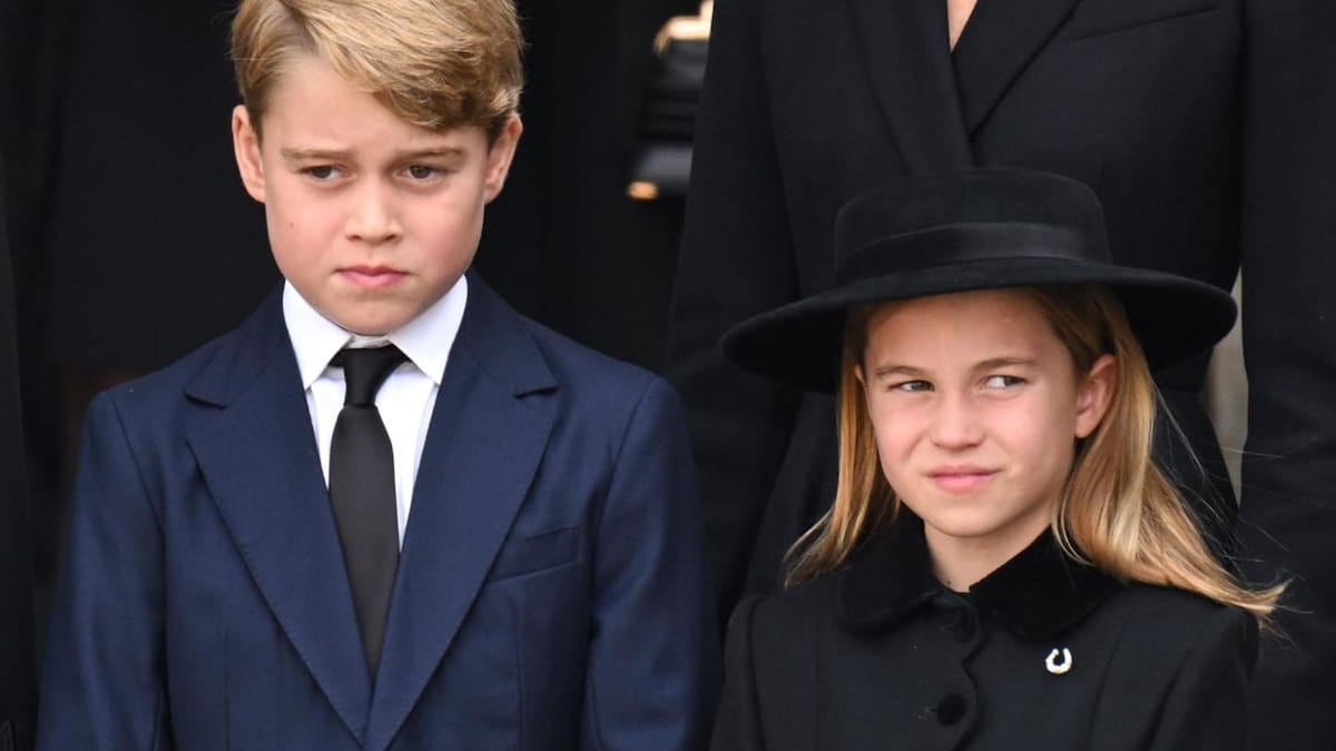 Princess Charlotte cries during Queen Elizabeth II's funeral