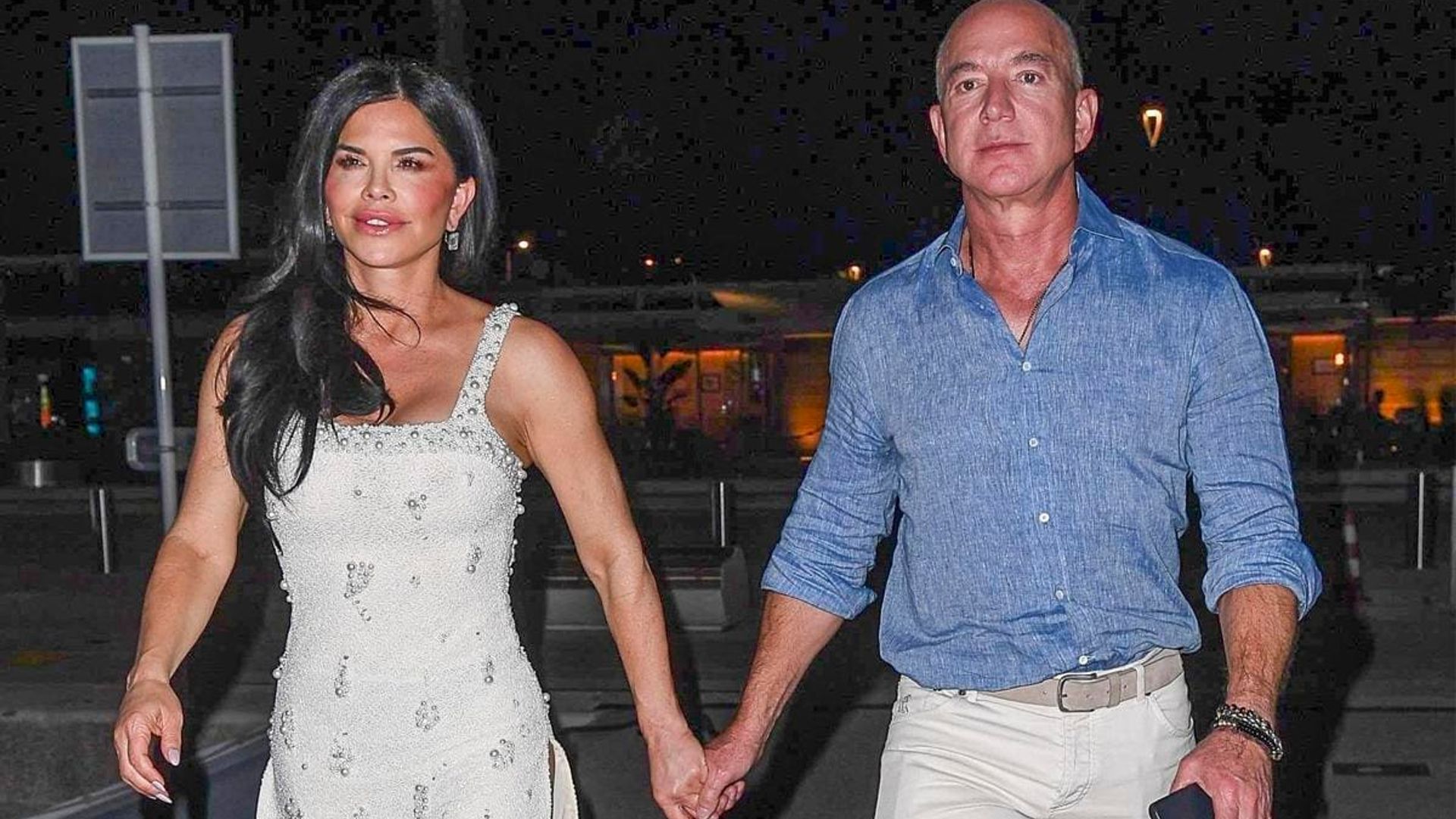 Lauren Sánchez spotted with Jeff Bezos in bridal minidress and ...