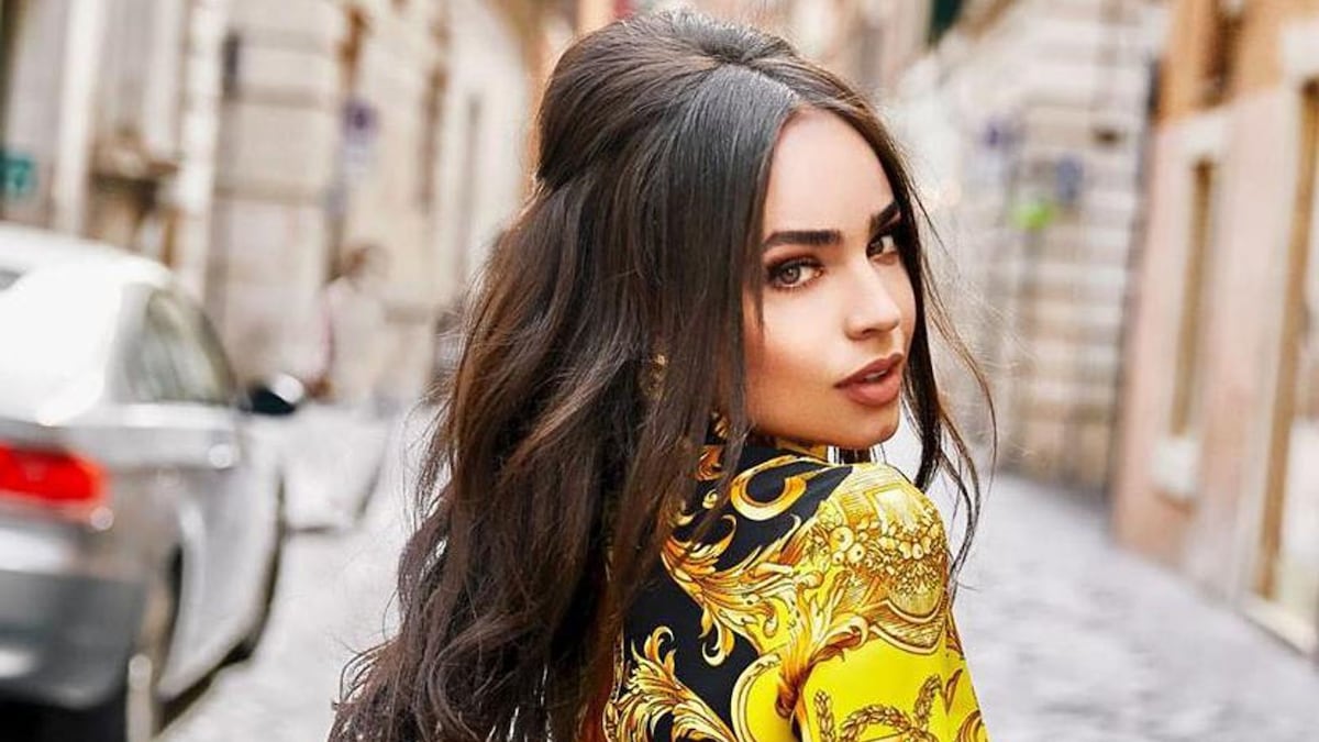 Sofia Carson flaunts bold style in Versace while in Rome