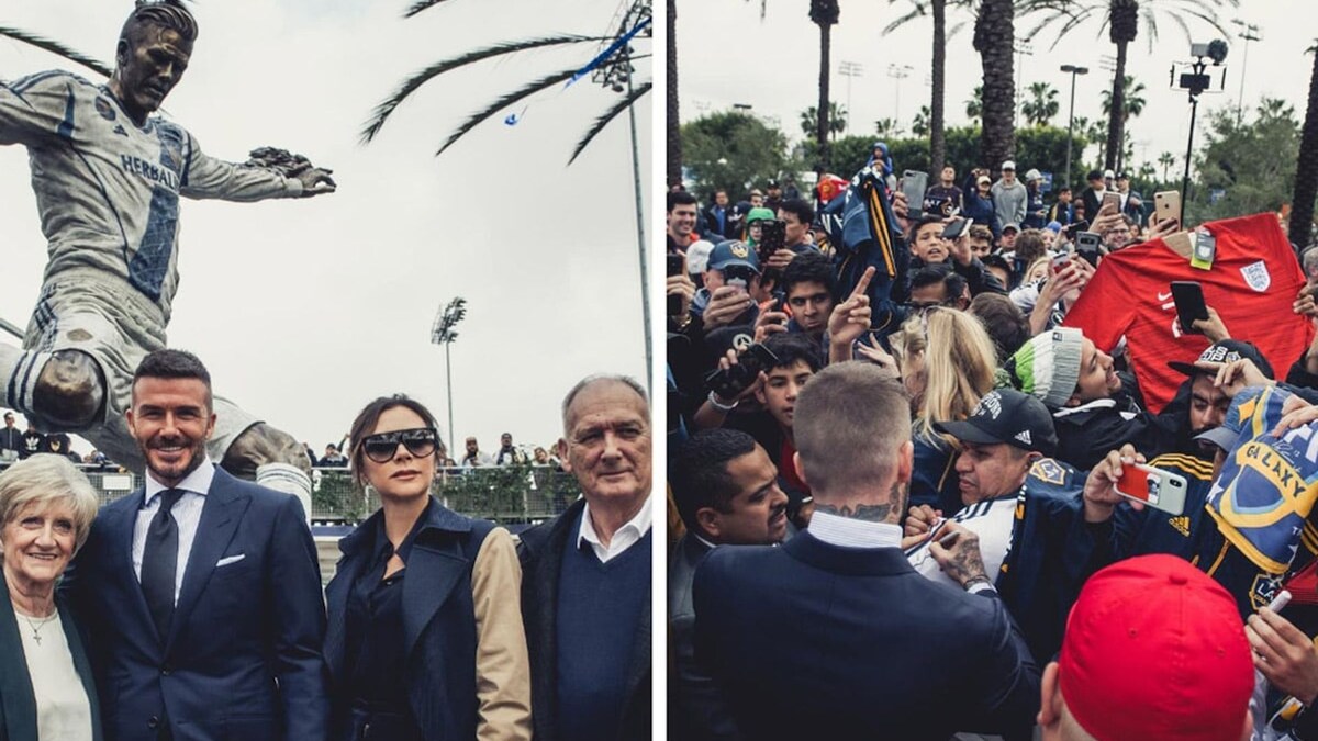 David Beckham honored in L.A. with a statue of his iconic kick