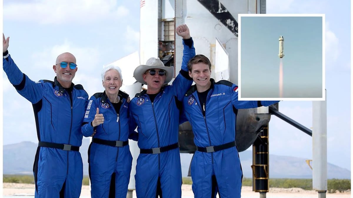 Watch: Jeff Bezos completes historic flight into space