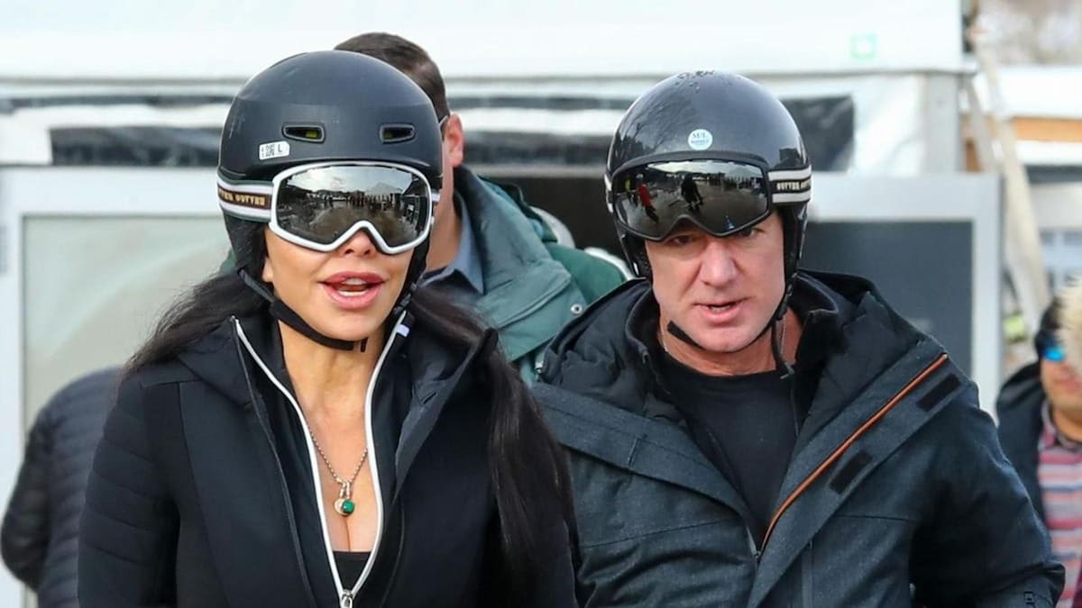 Lauren Sanchez and Jeff Bezos hit the slopes in matching outfits