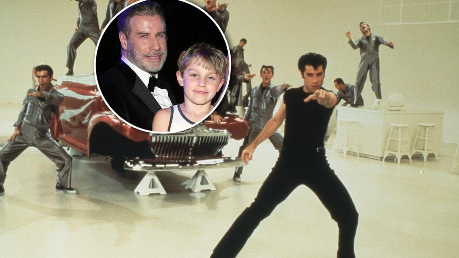 John Travolta and mini-me son do iconic Grease dance together