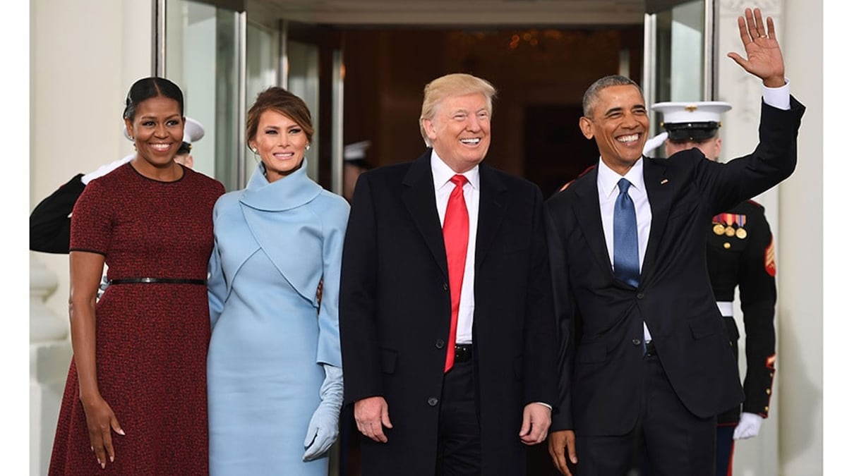 Barack and Michelle Obama greet Donald and Melania Trump for White ...