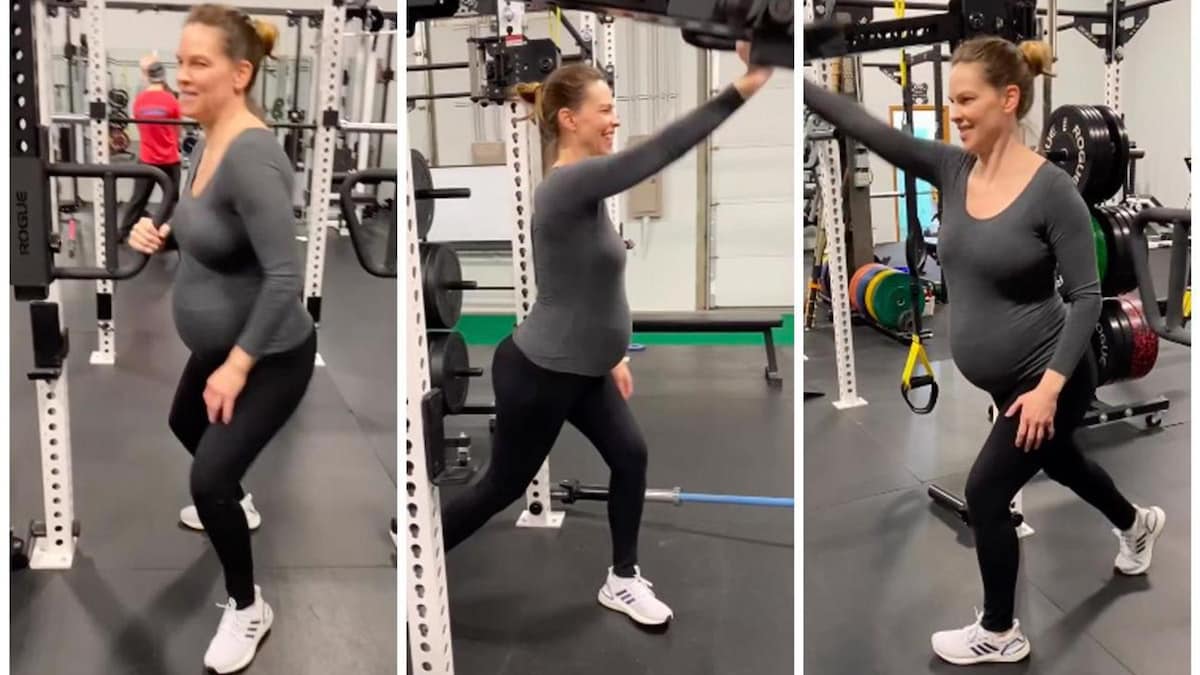 Hilary Swank shows off her pregnancy workout