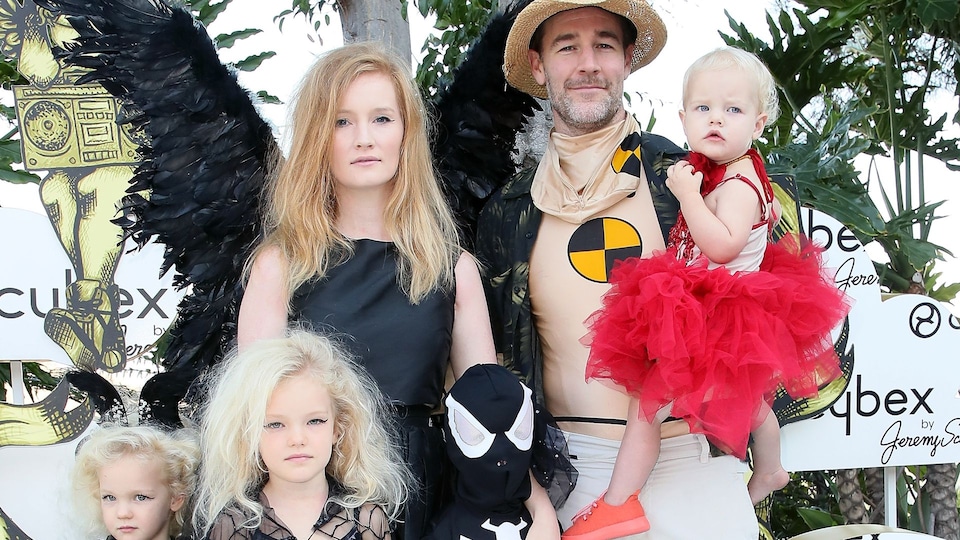 James Van Der Beek uses a golf cart to trick-or-treat with Kids amid cancer battle