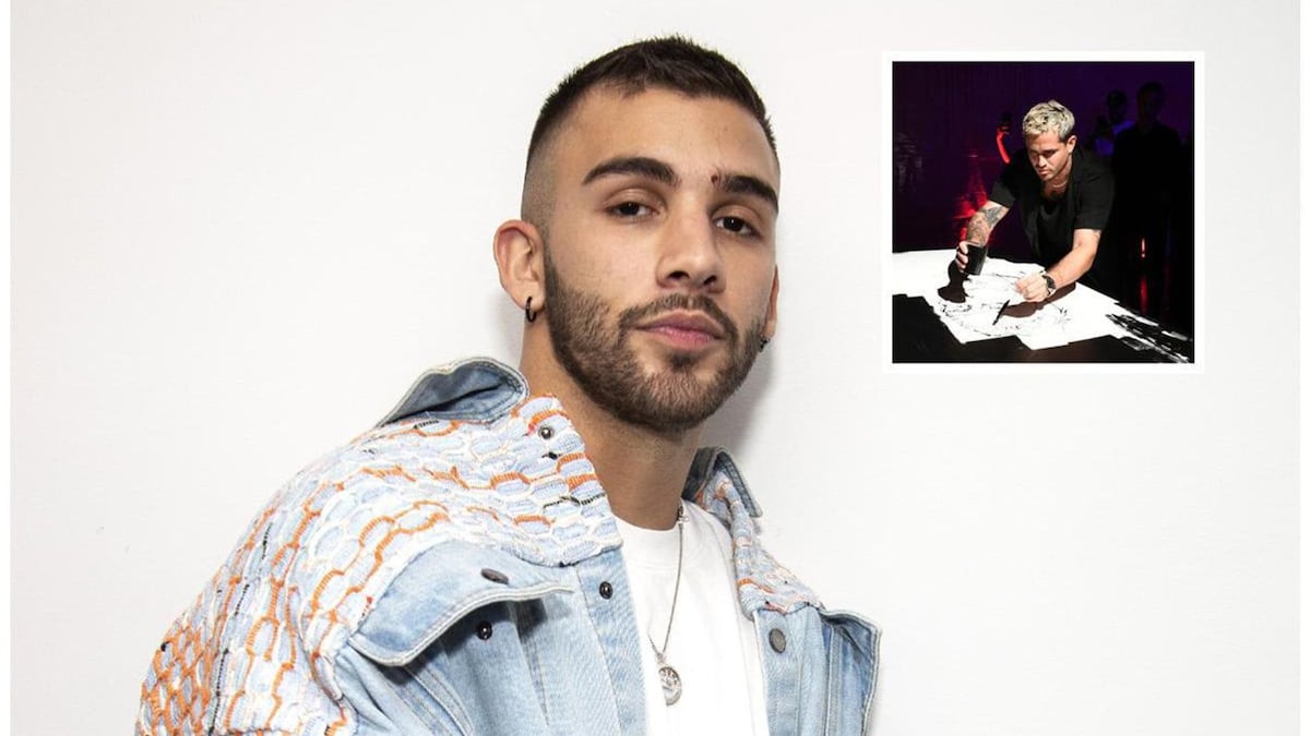 Manuel Turizo enjoys live painting from Mr. Dripping