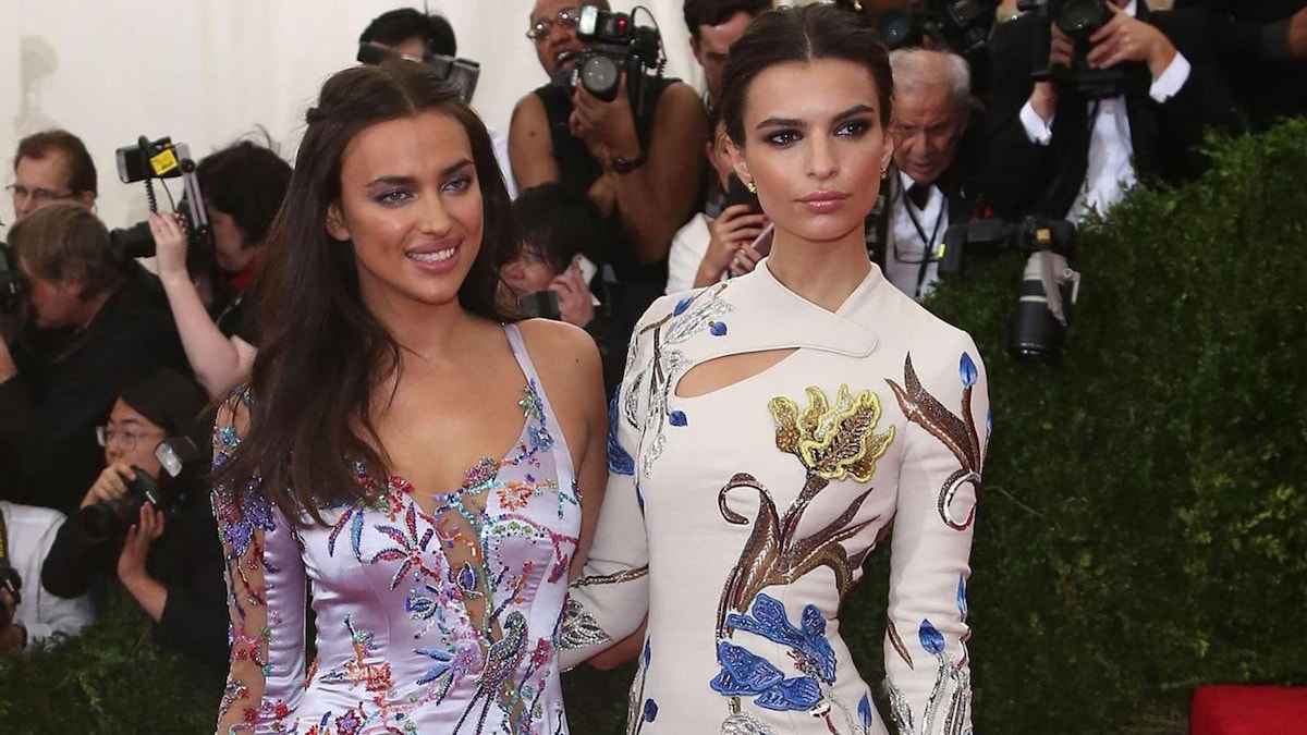 Emily Ratajkowski and Irina Shayk have fun at NBA game