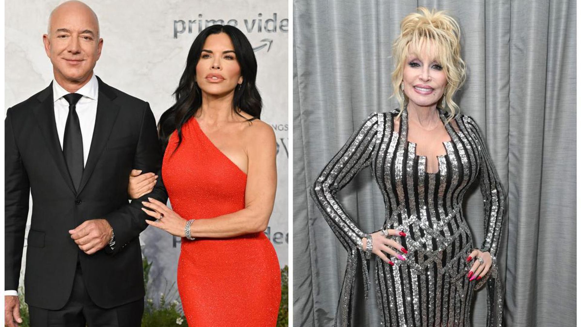 Lauren Sanchez and Jeff Bezos award Dolly Parton with a grant