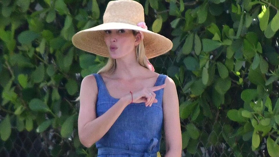 Ivanka Trump looks preppy and chic in Miami with a large hat