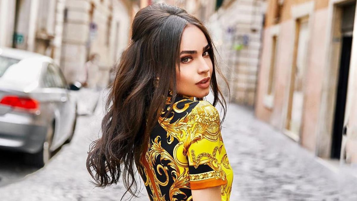 Sofia Carson flaunts bold style in Versace while in Rome