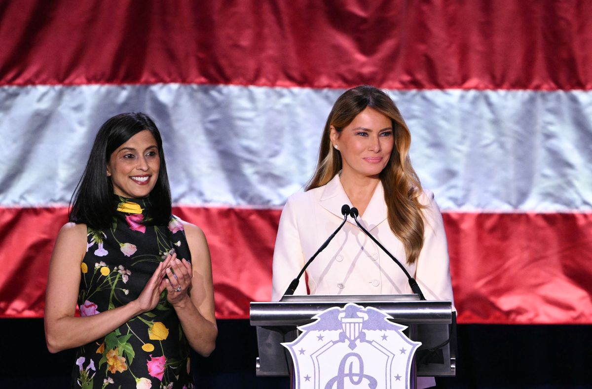 Melania Trump in ivory tailoring, Usha Vance in floral elegance at 2026 ...