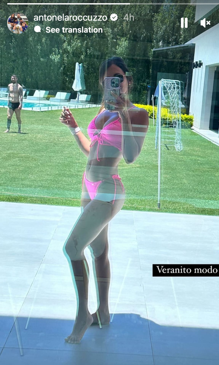 Antonela Roccuzzo Enjoys The Sun In Hot Pink Bikini With Husband Lionel
