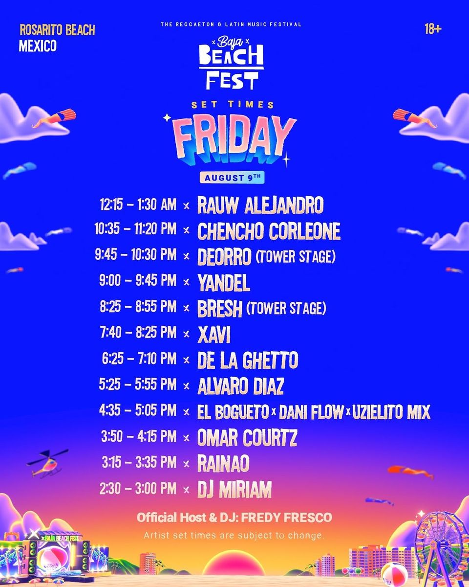 Baja Beach Fest lineup and set times: Rauw Alejandro, Peso Pluma, Becky ...