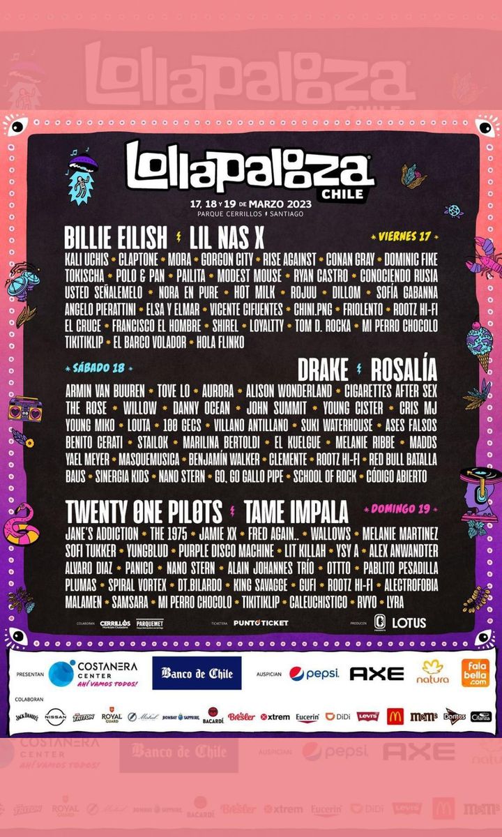 These are Lollapalooza 2023's headliners in Chile, Argentina and Brazil