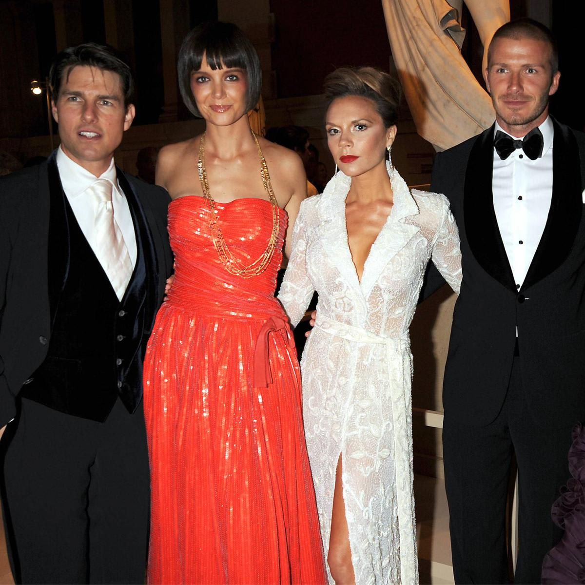 Victoria Beckham and Katie Holmes celebrate the launch of her watch ...