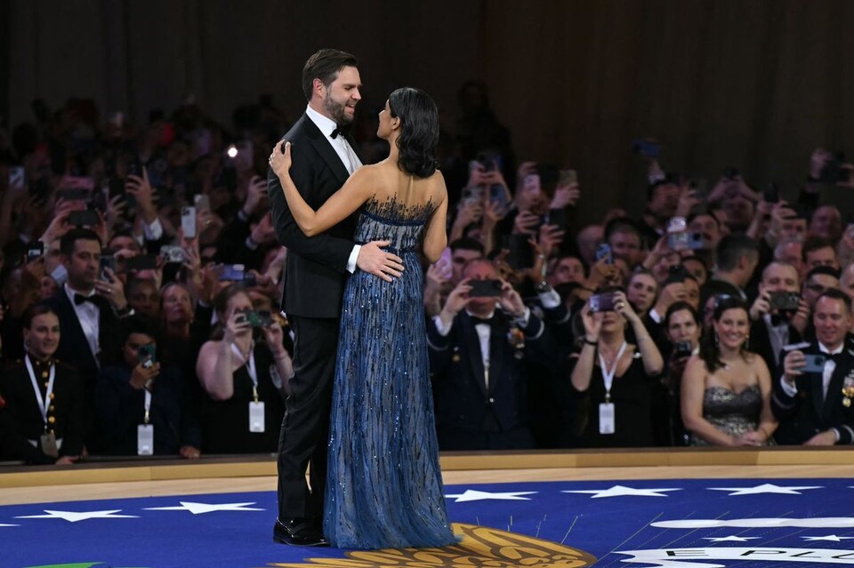 Usha Vance wears stunning sapphire gown by Lebanese fashion designer at Inaugural Ball