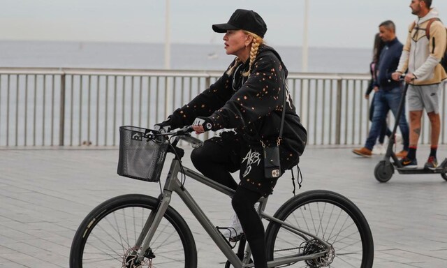 Madonna looked strong and rode a bike ahead of her concert