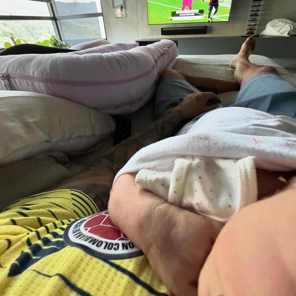 Maluma shows off the pictures of his first days as Paris's dad.