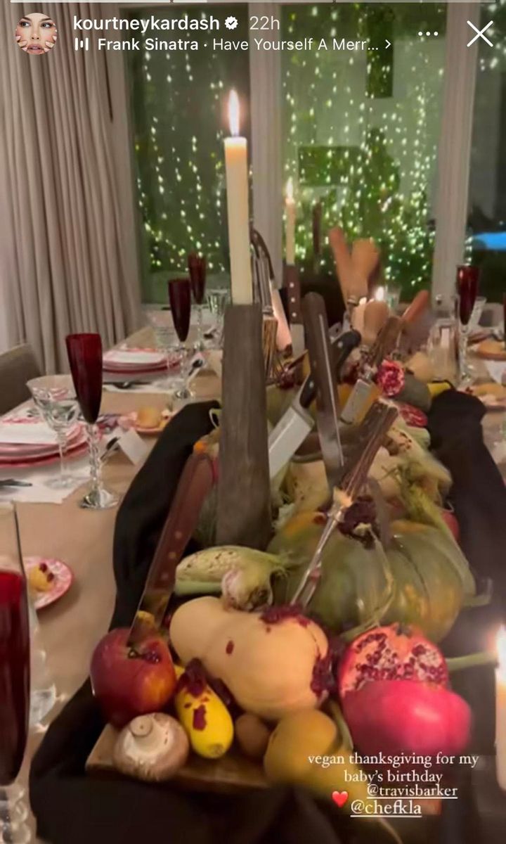 Inside Travis Barker’s vegan Thanksgiving birthday dinner