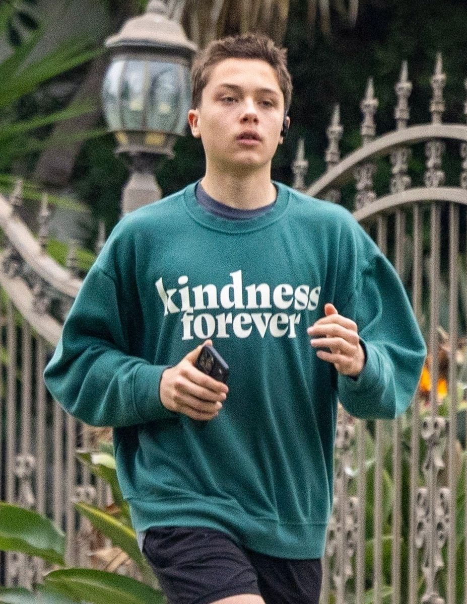 Knox Jolie Pitt's sweater makes a sweet statement during his routine run