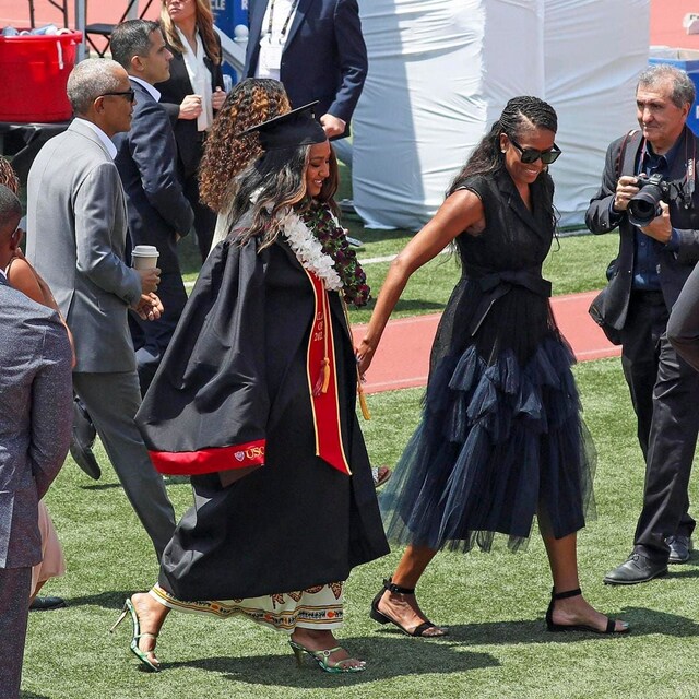 Barack and Michelle Obama watch Sasha graduate from USC