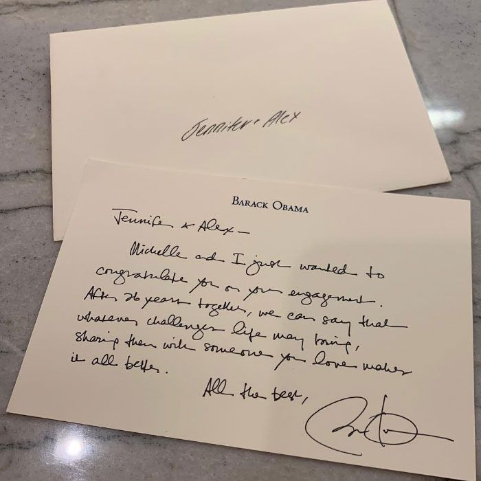 Barack Obama sends Jennifer Lopez and Alex Rodriguez engagement note