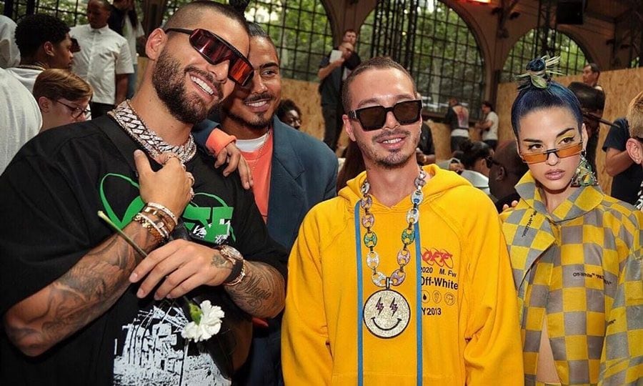 Maluma and Gigi Hadid sit front row at Paris Fashion Week Men's
