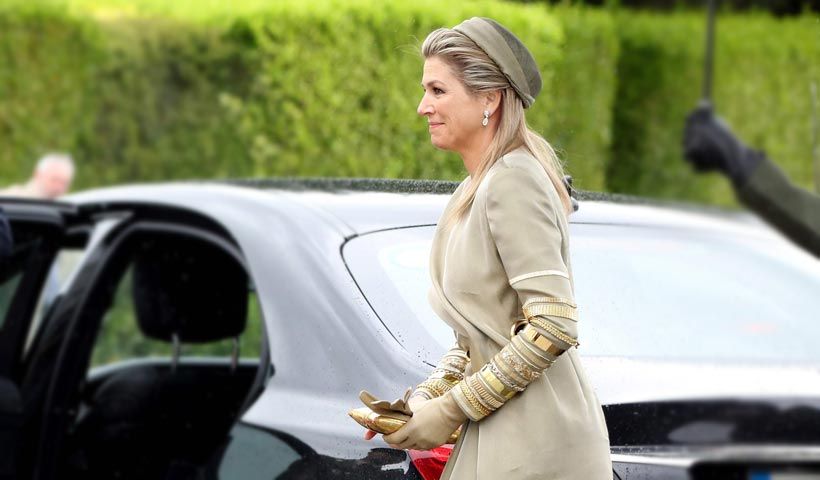 Queen Maxima's boldest look: who needs accessories with that dress?